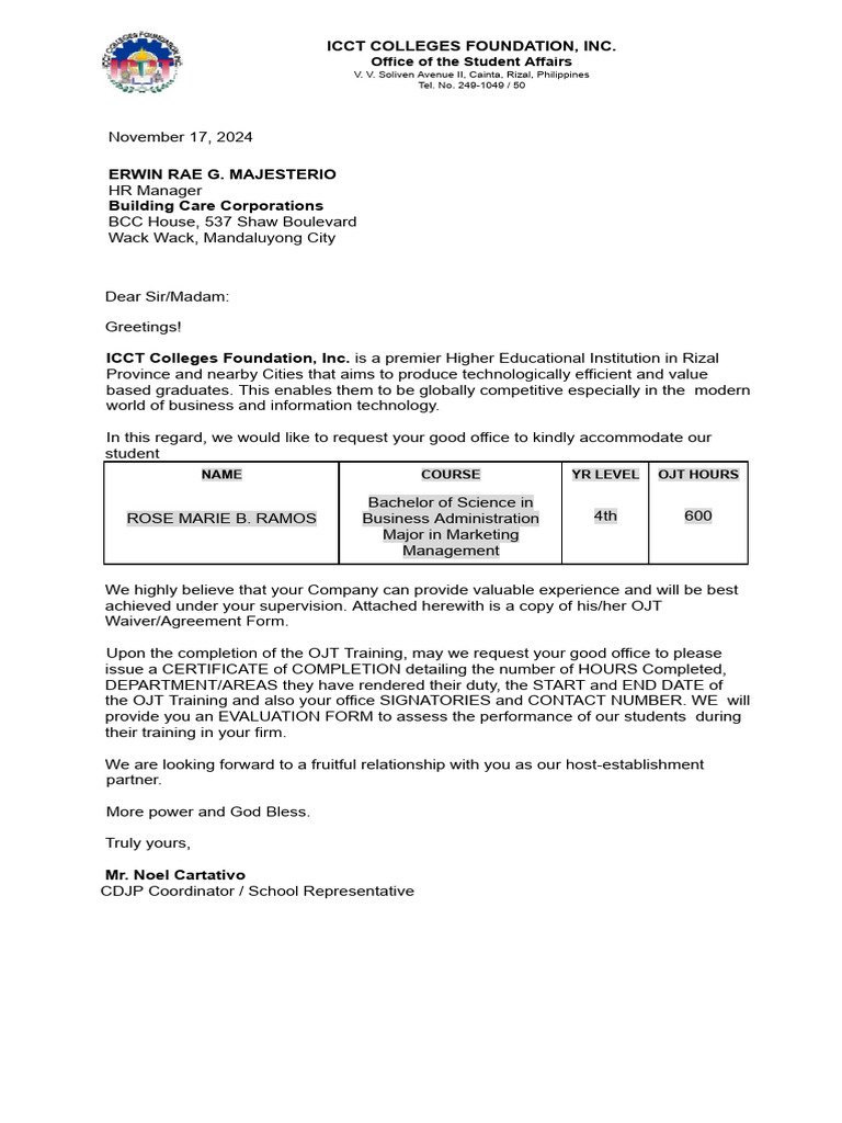 CA202101214 - RAMOS Letter of Intent | PDF