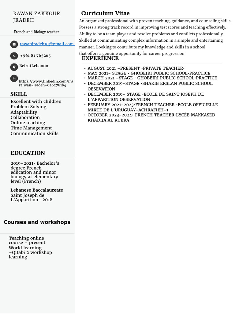 RAWAN Zakkour Jradeh CV-2024 | PDF