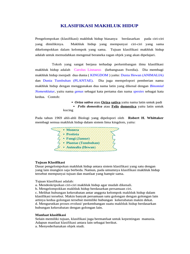 Klasifikasi Makhluk Hidup | PDF