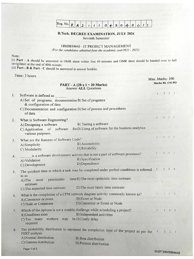Itpm 2024 Ese QP 2018 Reg | PDF