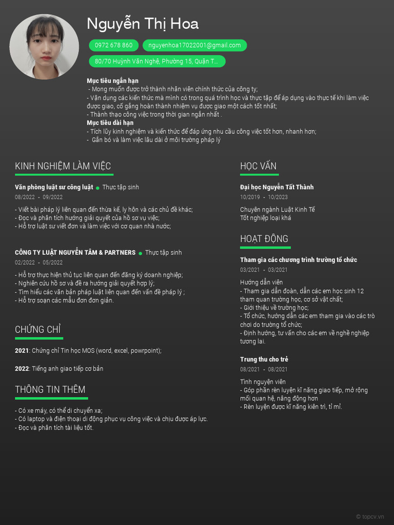 Nguyen Thi Hoa TopCV - VN 230623.102435 | PDF