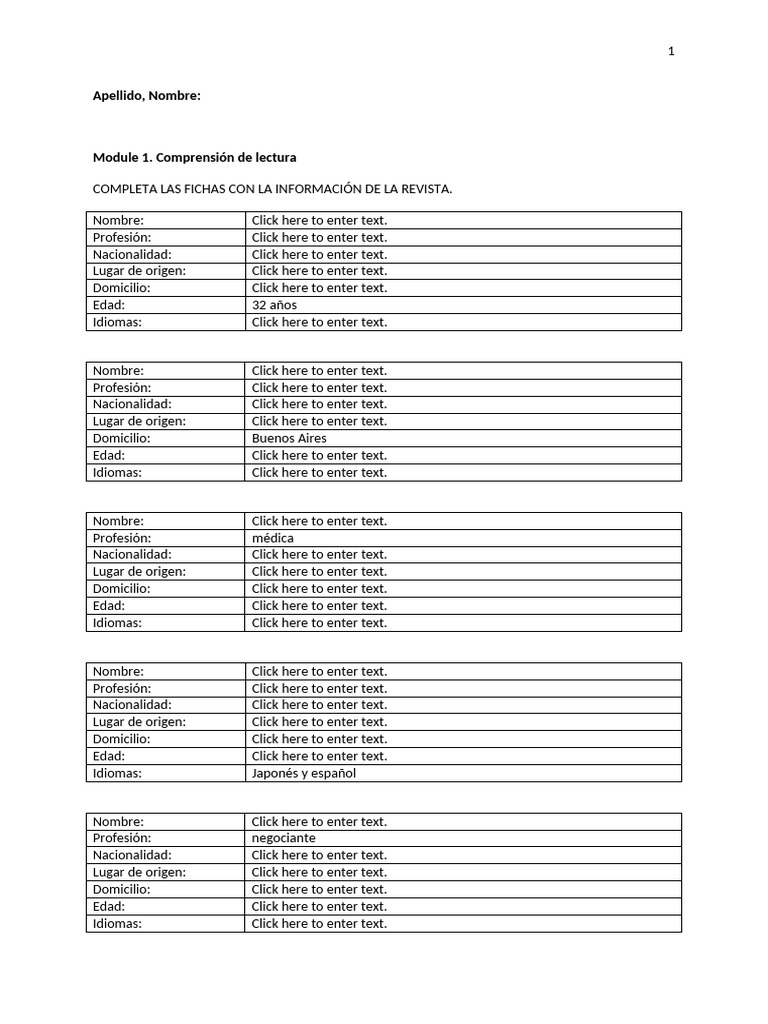 Spanish Module 1 ASSIGNMENT 1 | PDF