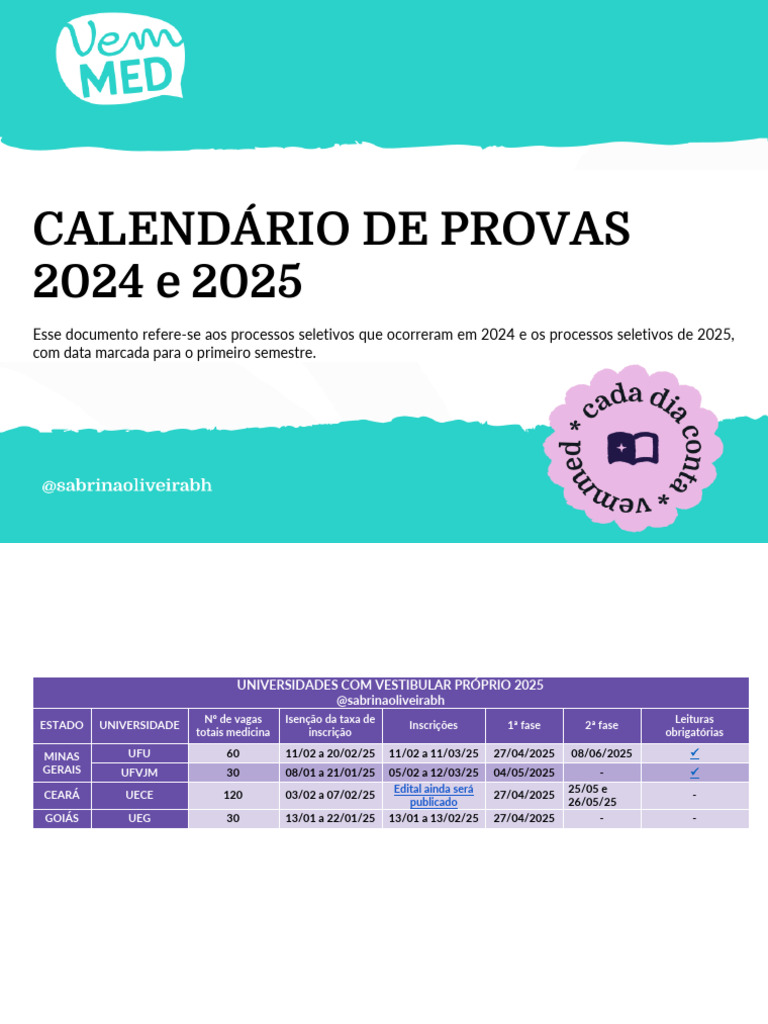 Calendário de Provas 2024 e 2025 | PDF | Universidades e faculdades | Política interna