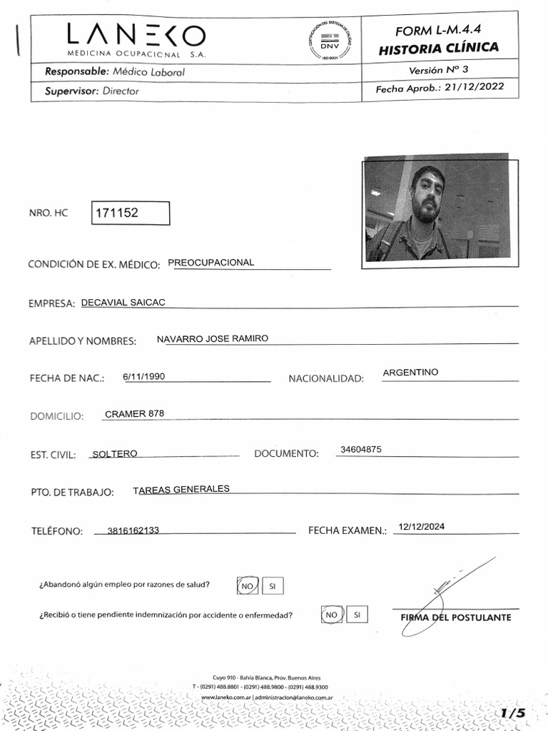 Preocupacional Ramiro | PDF