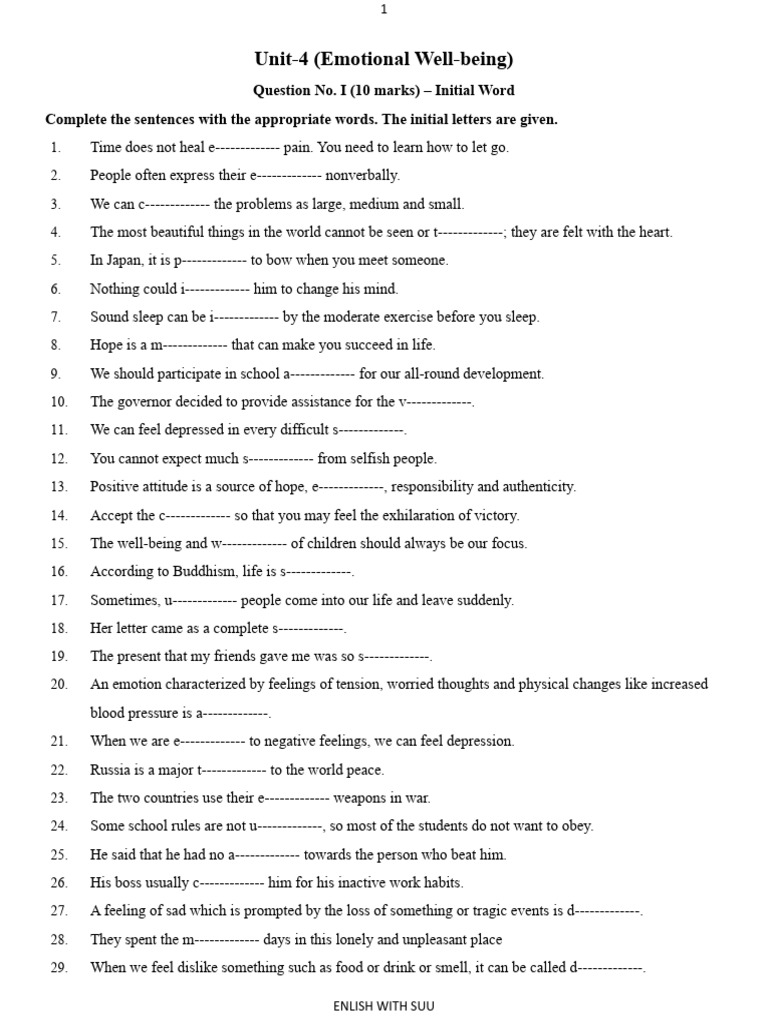 Unit 4 | PDF | Emotions | Feeling