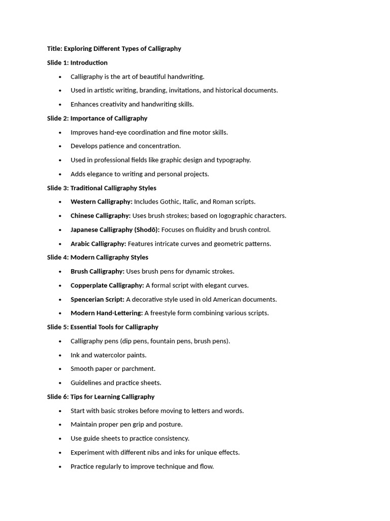 Types of Calligraphy Explained | PDF