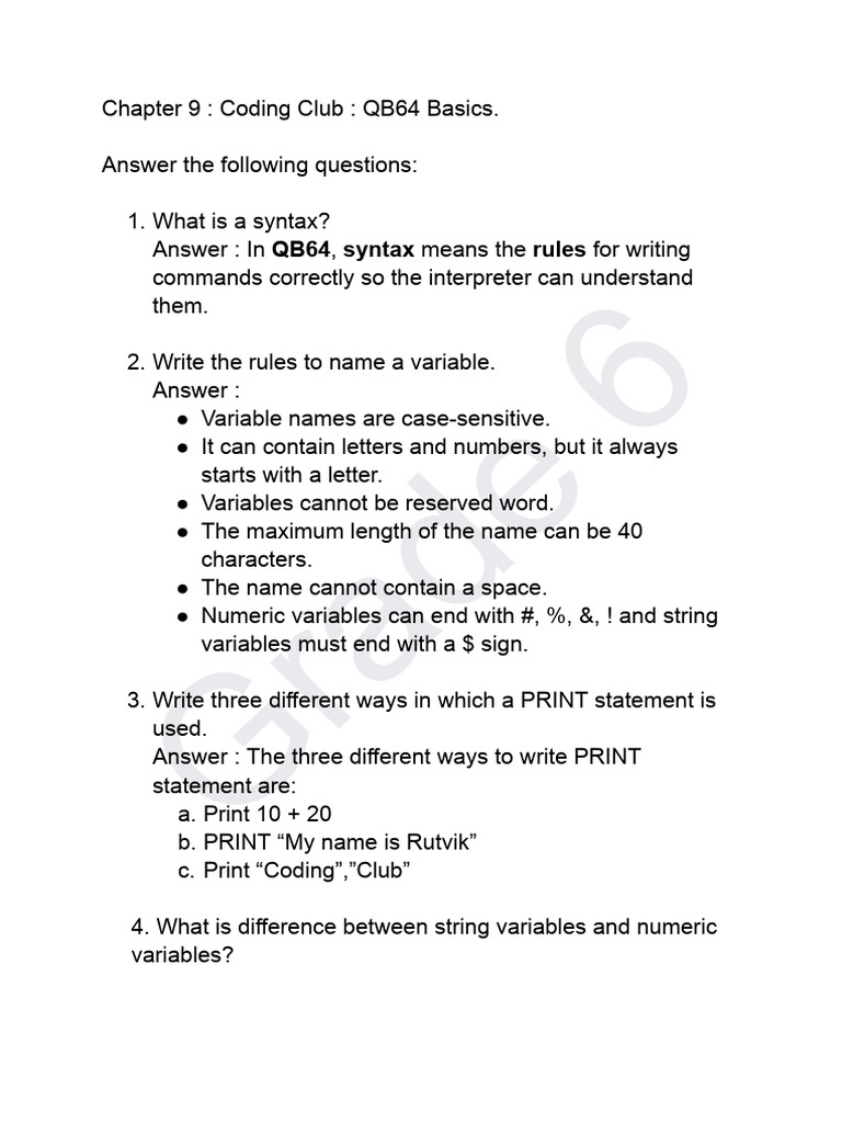 QB64 Basics: Chapter 9 Overview | PDF