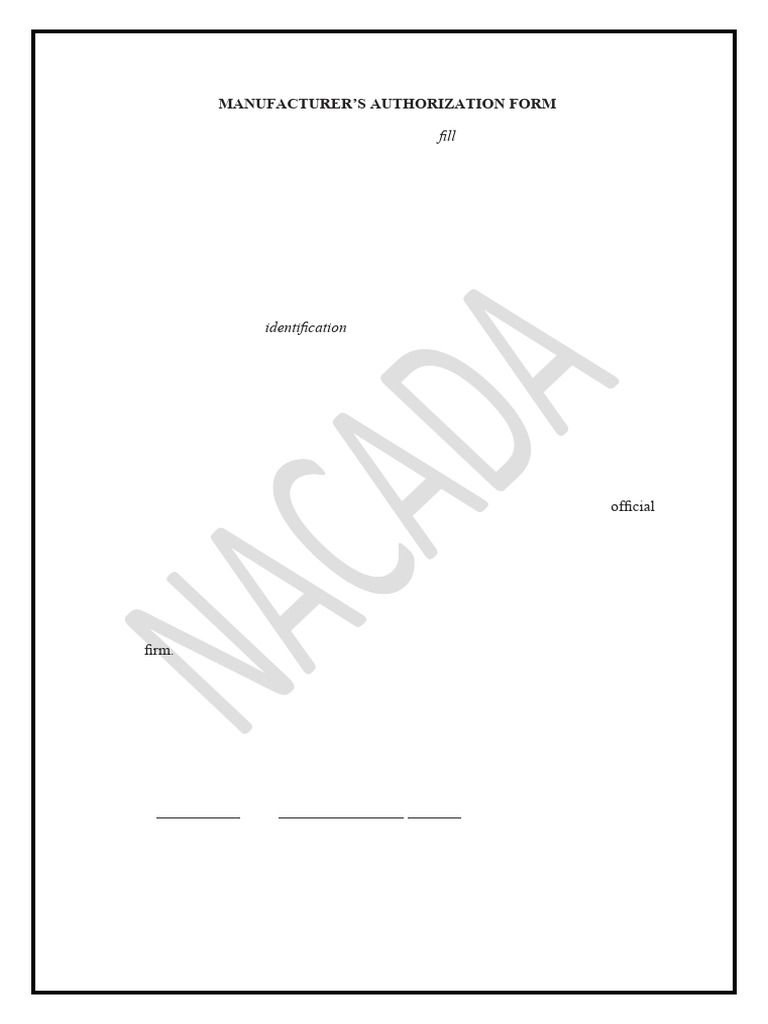 Manufacture Authorization Form | PDF