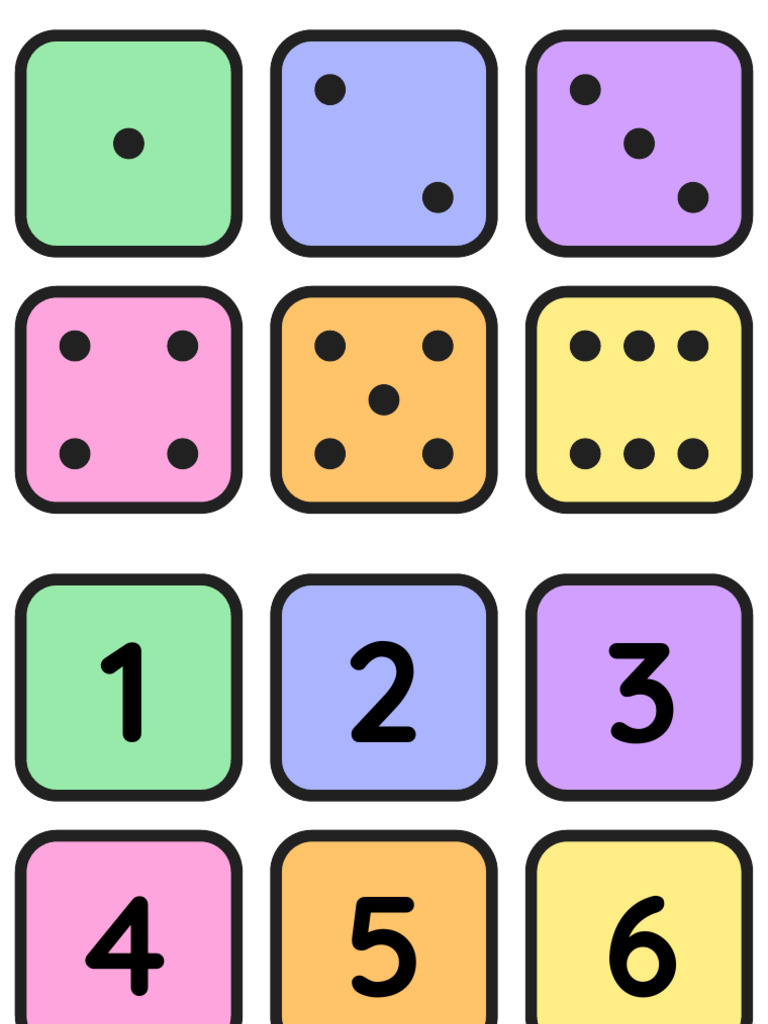 Dice Mathematics Flashcards Colorful Dotted Style | PDF