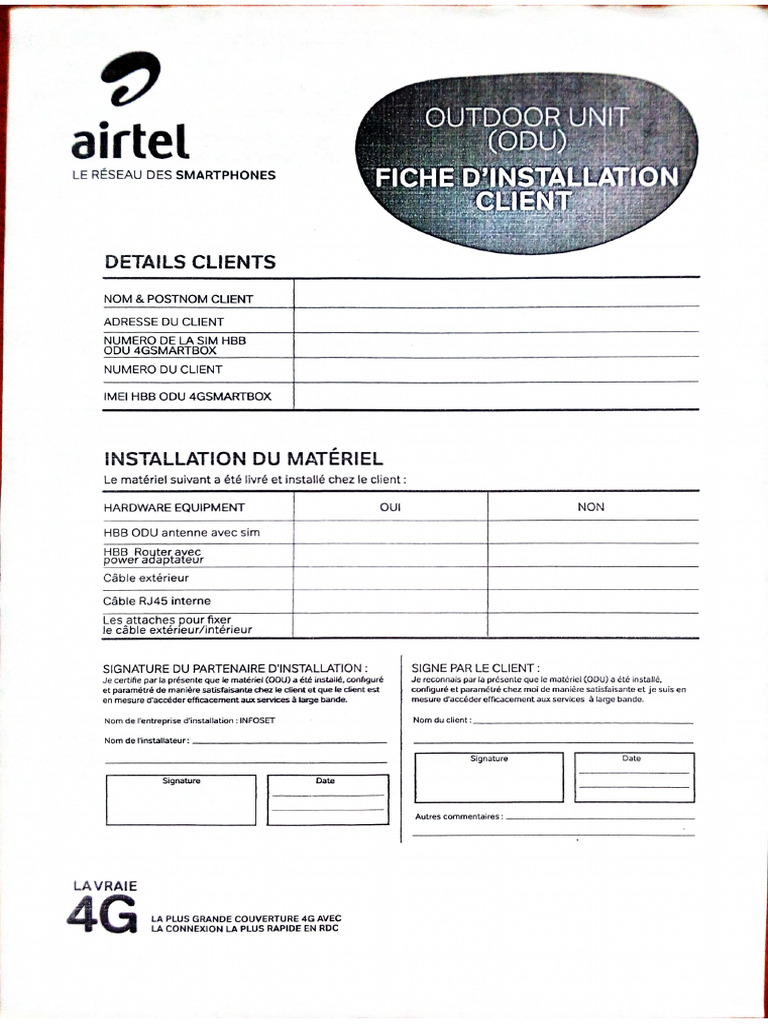 Fiche D'installation HBB - Airtel | PDF