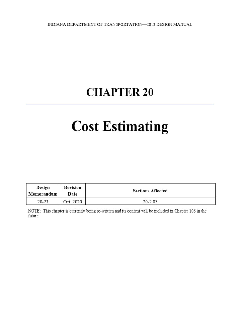 Chapter 20 - Cost Estimating | PDF | Specification (Technical Standard ...