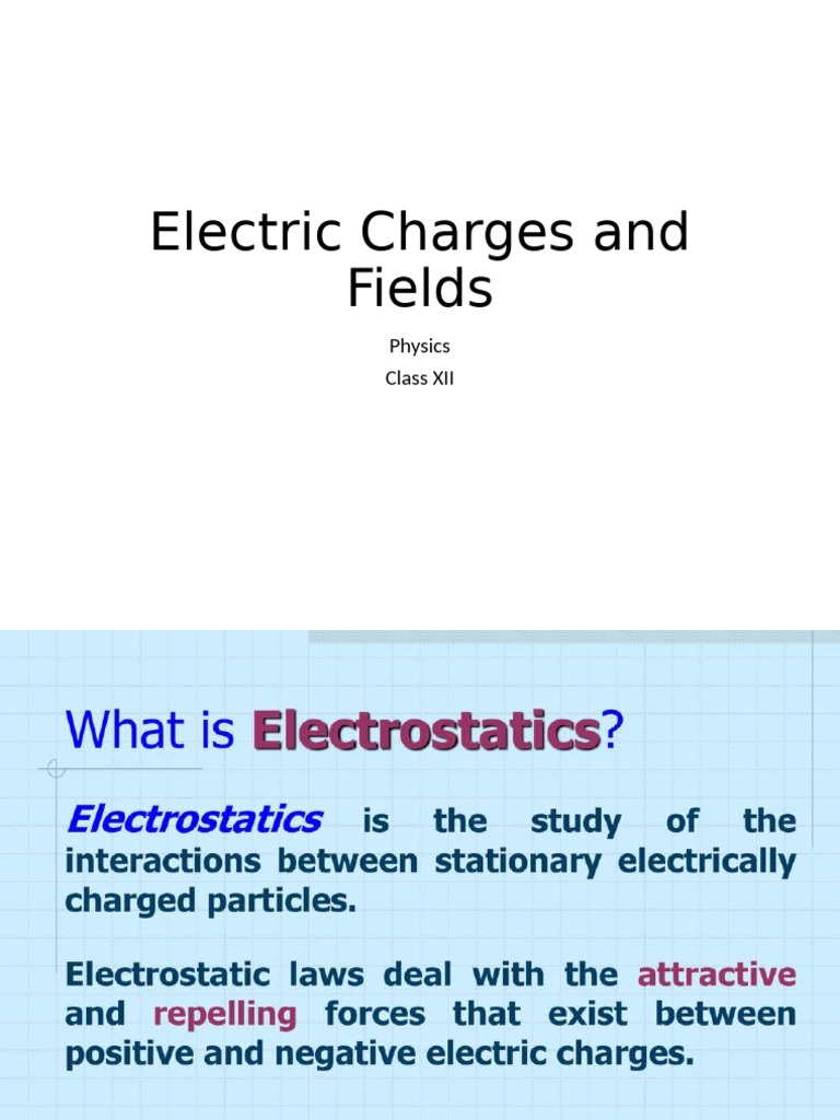 Electric Charges and Fields Class XII | PDF | Electric Charge ...