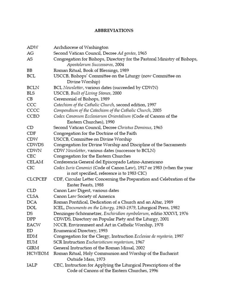 Norms Abbrev | PDF | Catholic Church | Second Vatican Council