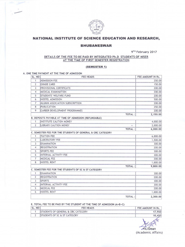 MSc-PhD revised fee structure(09Feb17) | PDF