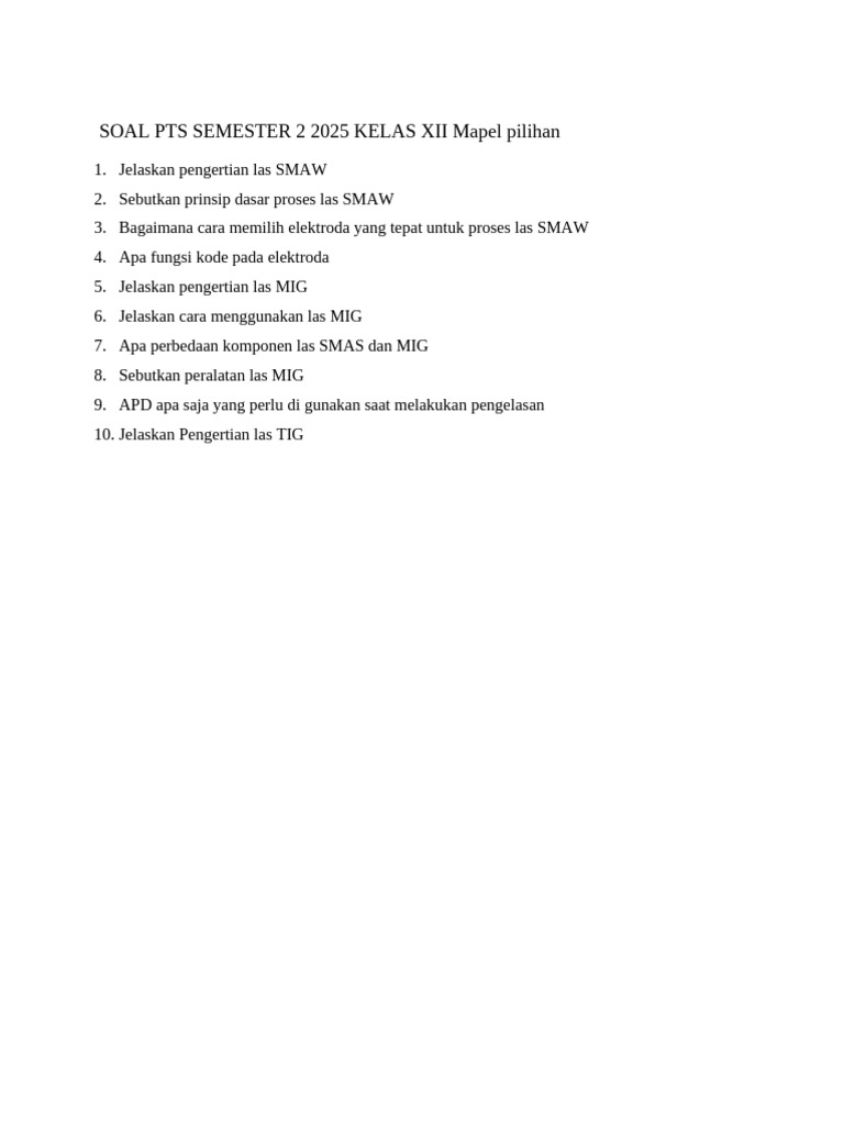 SOAL PTS Mapel Pilihan SM 2 Kelas XII | PDF