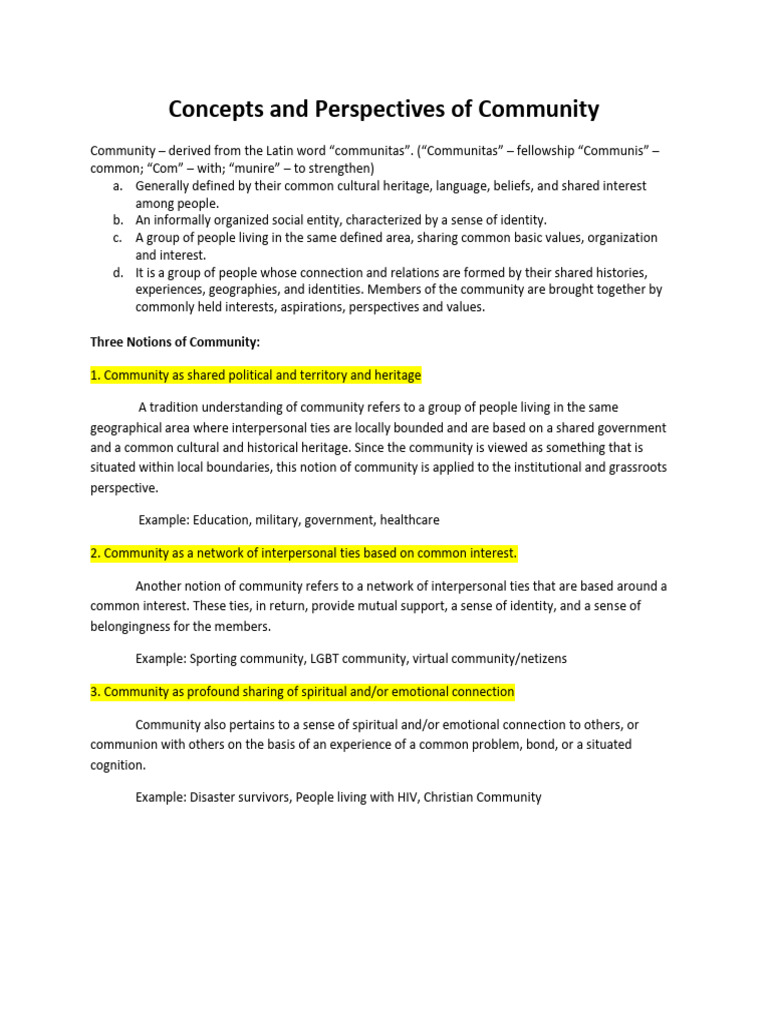 Concepts and Perspectives of Community | PDF | Community | Institution