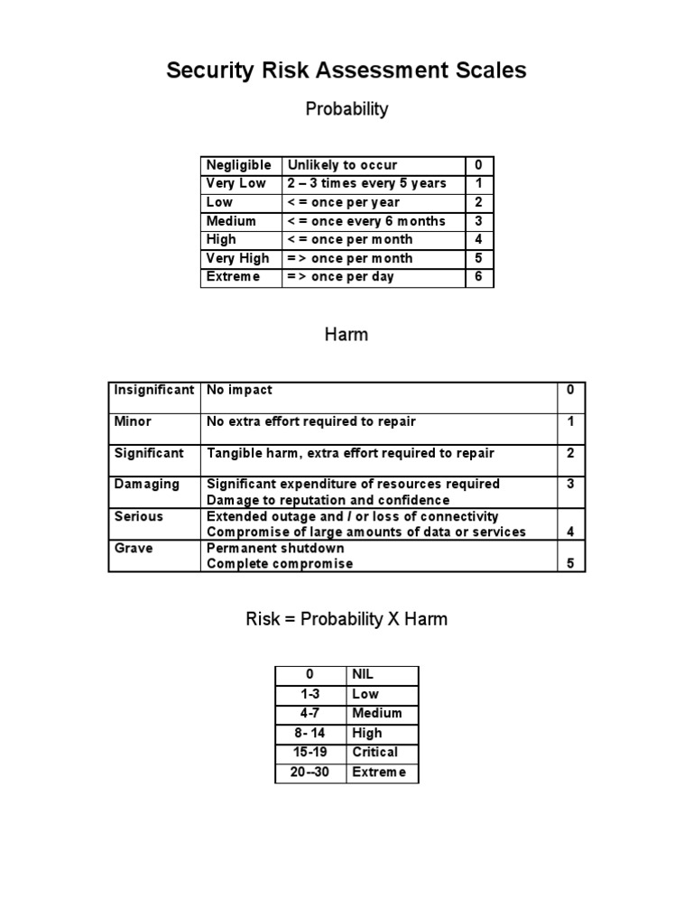 Security Risk Assessment Scales
