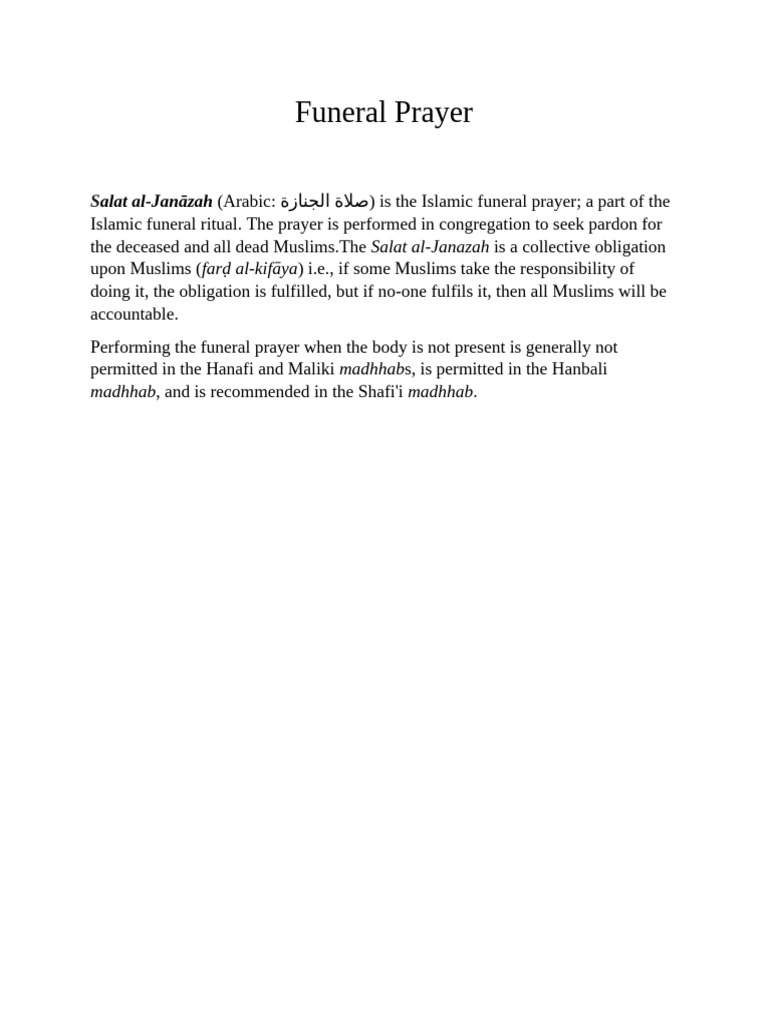 Funeral Prayer: Alat Al-Janāzah | PDF