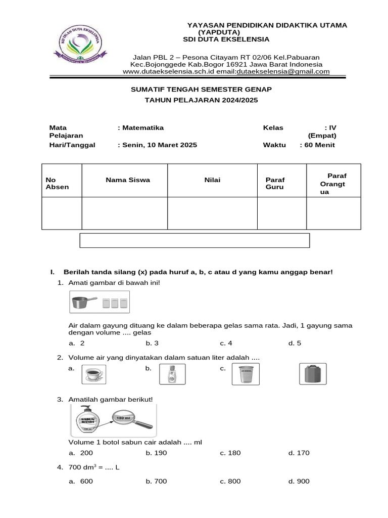 Sts Mtk Kls 4 Sem 2 | PDF