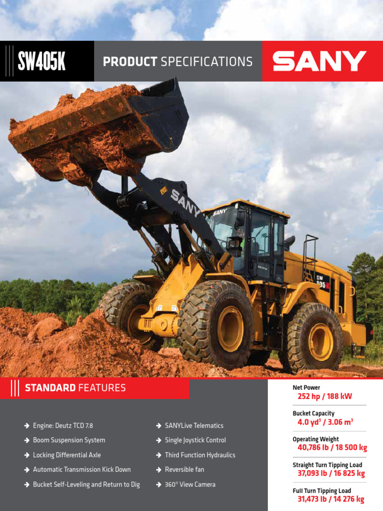 HEXPS22SW405K001_SANY_SW405K_4pg-spec-sheet_lr | PDF | Axle | Horsepower