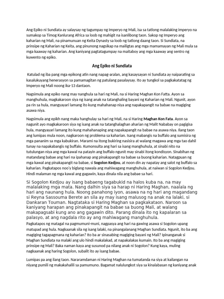 Epiko Ni Sundiata | PDF