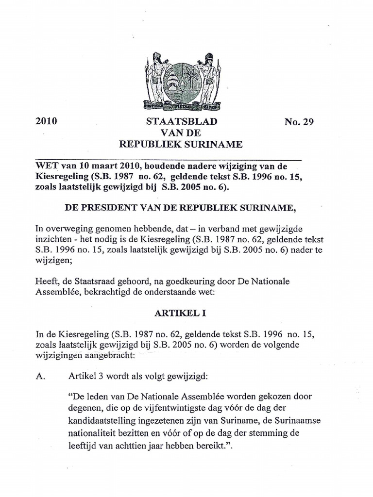 SB 2010 No 29 Wijz. Kiesregeling | PDF