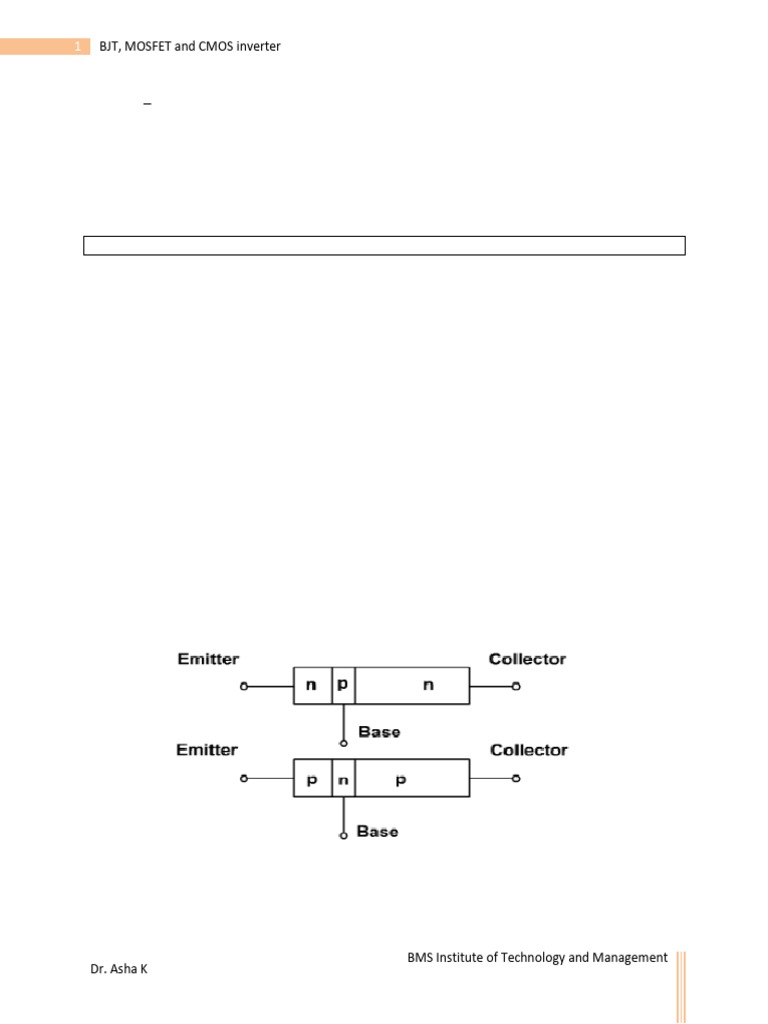 BJT, MOSFET, and CMOS Inverter Overview | PDF | Bipolar Junction ...