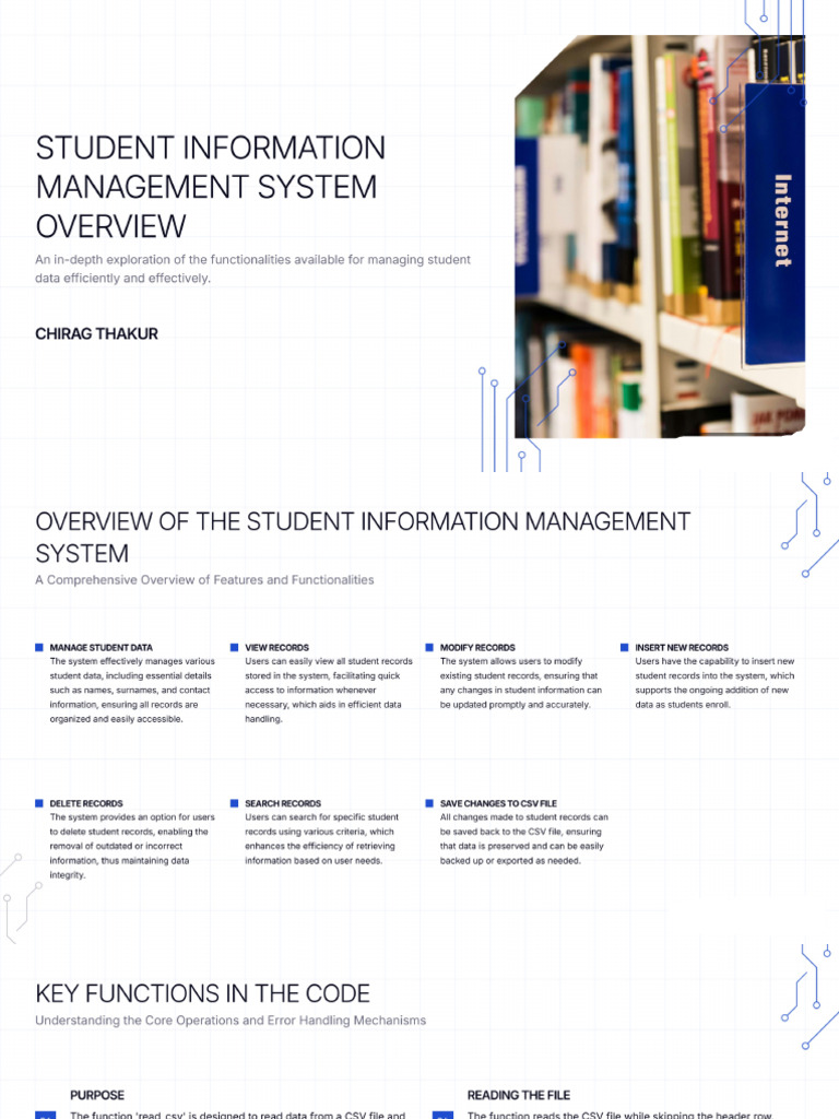 Student Information Management System Overview | PDF