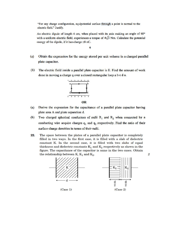 Electrostatic Potential And Capacitance Class Notes Pdf