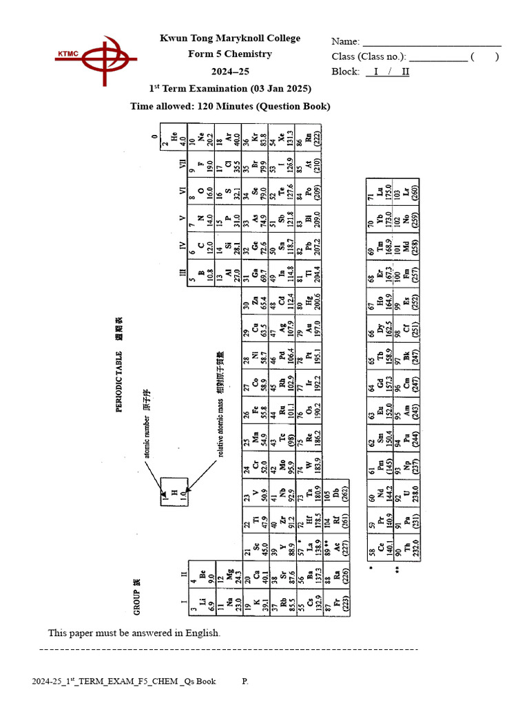 F5 1st Term Exam Question Book MC 24-25-20241205 | PDF | Acid ...