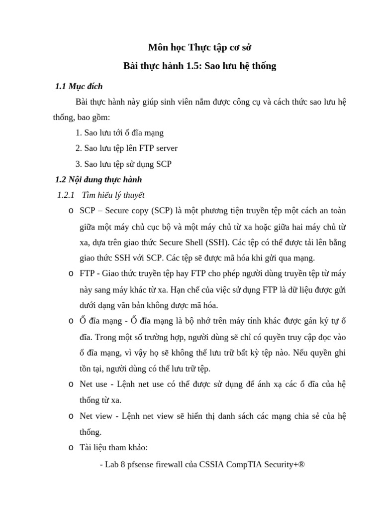 ATTT.2022.Thuc tap co so.Bai thuc hanh 1.5 | PDF