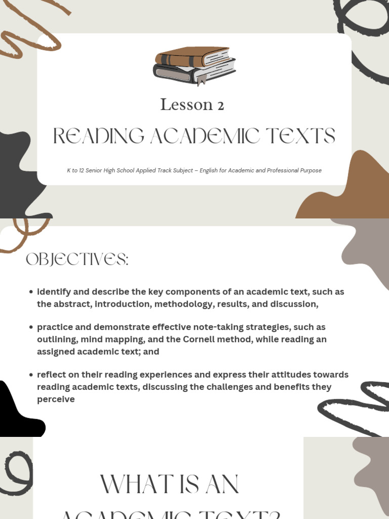 EAPP - Lesson 2 - Reading Academic Texts 1 | PDF | Critical Thinking | Methodology