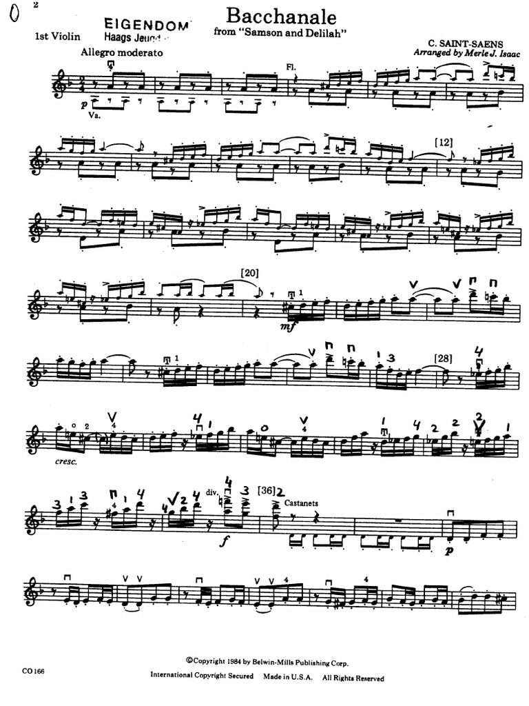 Bacchanale - Saint Saens - 1st Violin | PDF