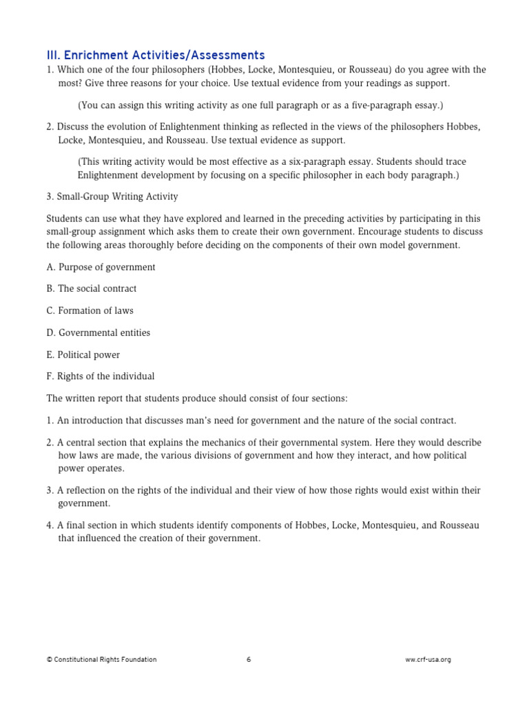 Hobbes, Locke, Montesquieu, and Rousseau On Government | PDF | Social ...