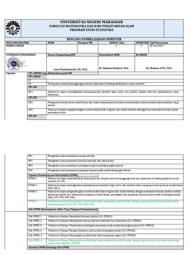 RPS Model Linear | PDF