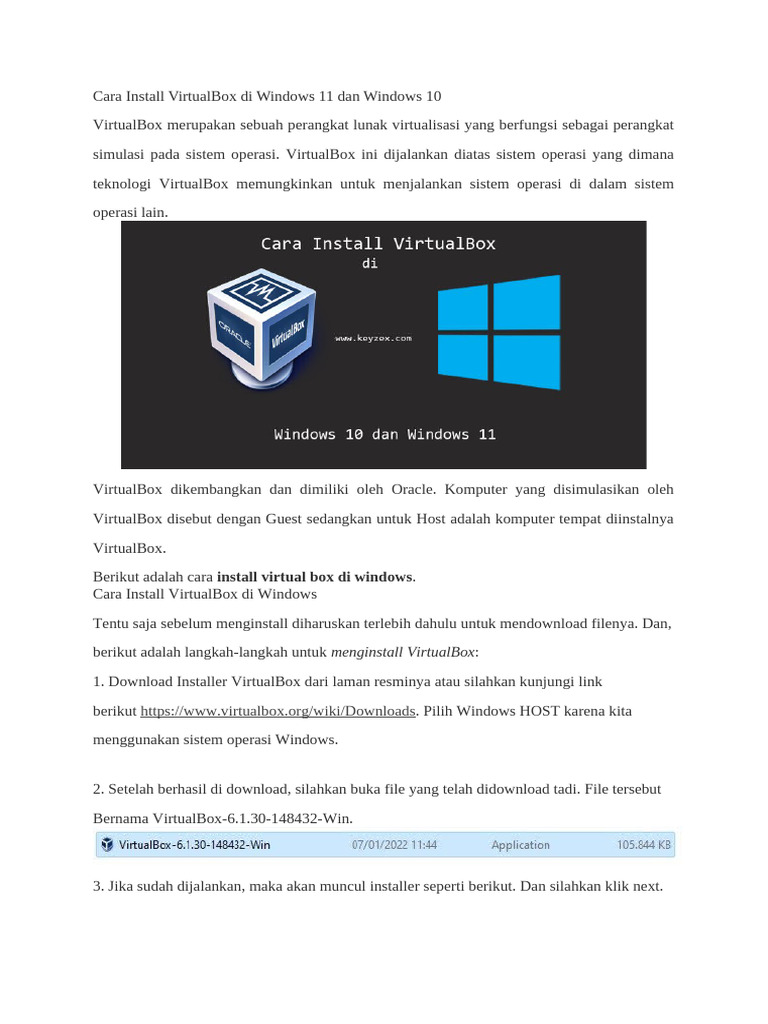 Cara Install VirtualBox Di Windows 11 Dan Windows 10 | PDF