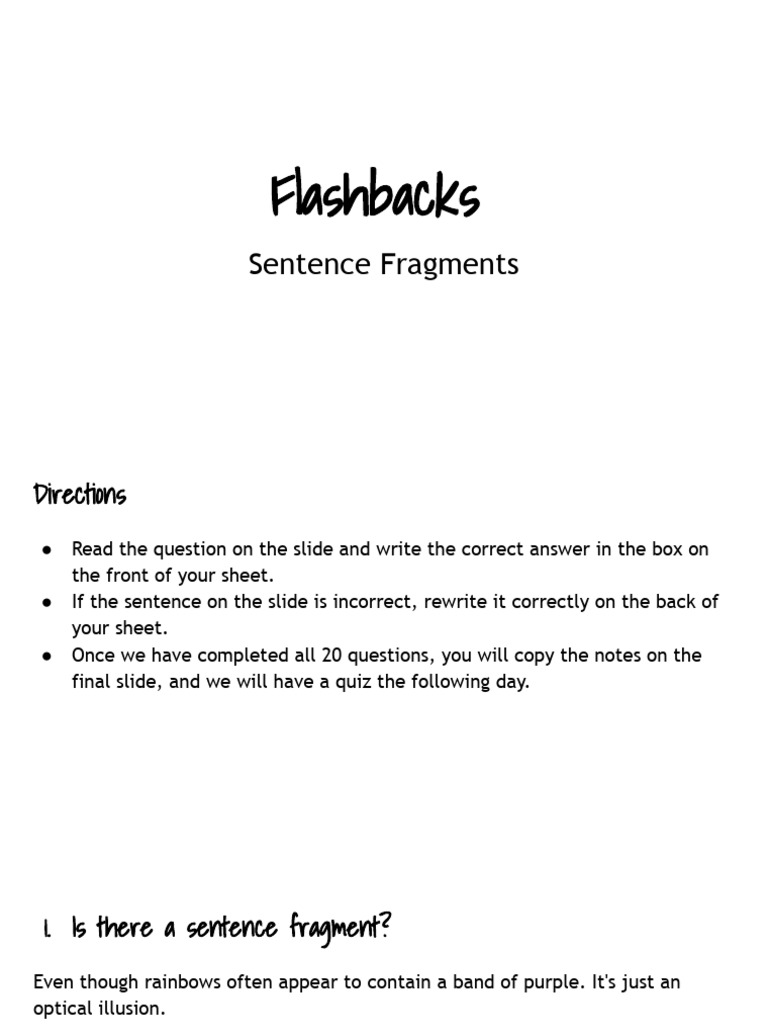 Flashbacks Sentence Fragments | PDF