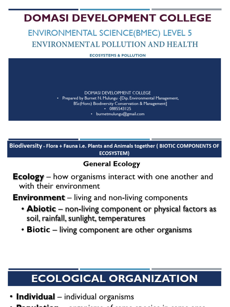 Lecture 9 - EPH -Ecosystems & Pollution(BMEC Environmental Science ...