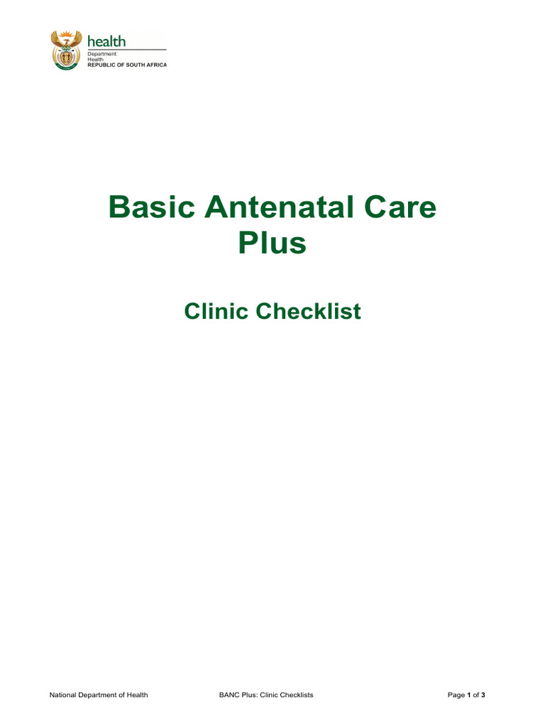 BANC Plus Clinic Checklist Overview | PDF | Pregnancy | Prenatal ...
