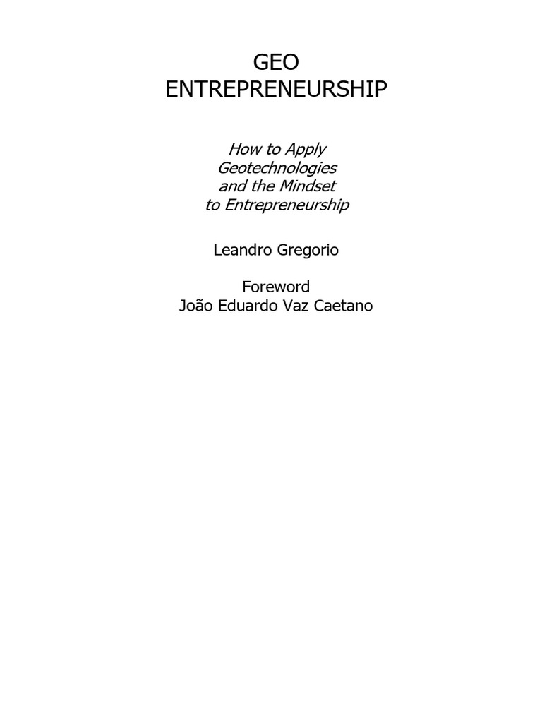 Geoempreendedorimo Versao 04 01 24 Eng3 | PDF | Entrepreneurship | Geographic Information System