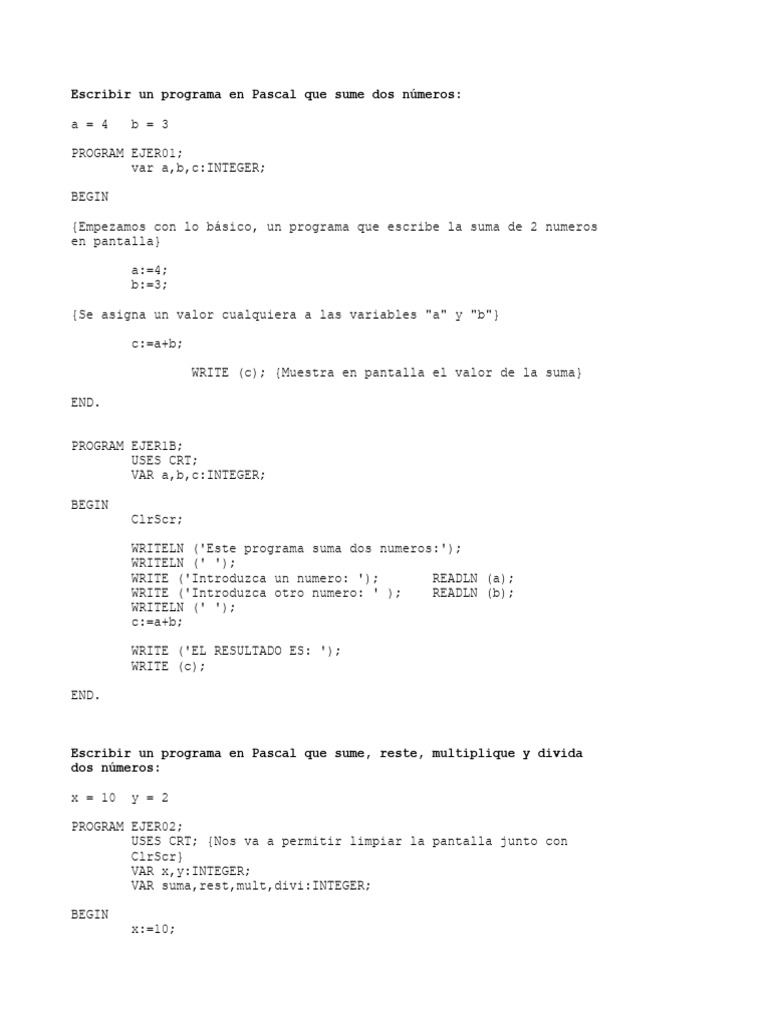 Ejercicios Pascal | PDF | Geometría euclidiana