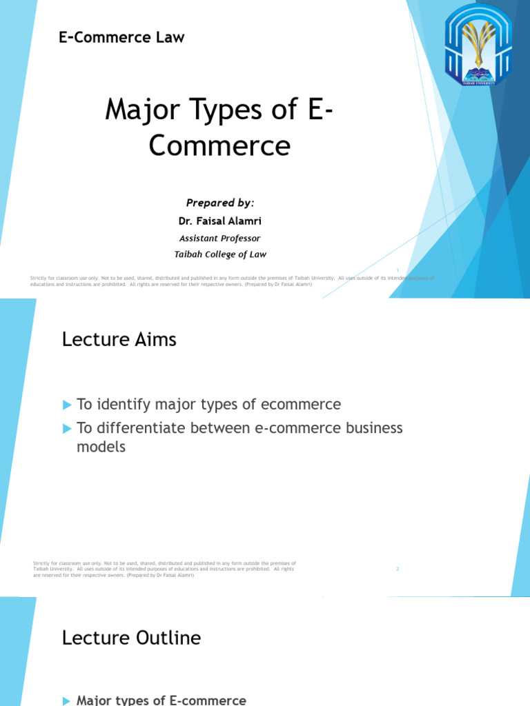 Ecommerce Slide Week 2 Major Types of Ecommerce Updated 2 (Simplified ...