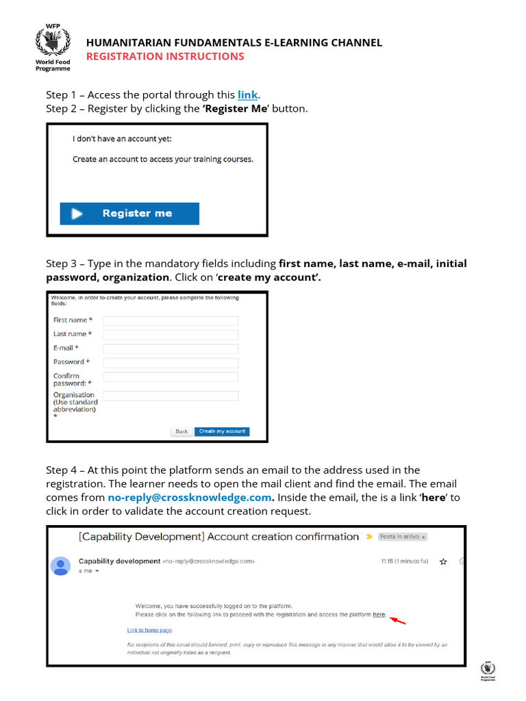 Humanitarian Fundamentals E-Learning - Registration Instructions | PDF