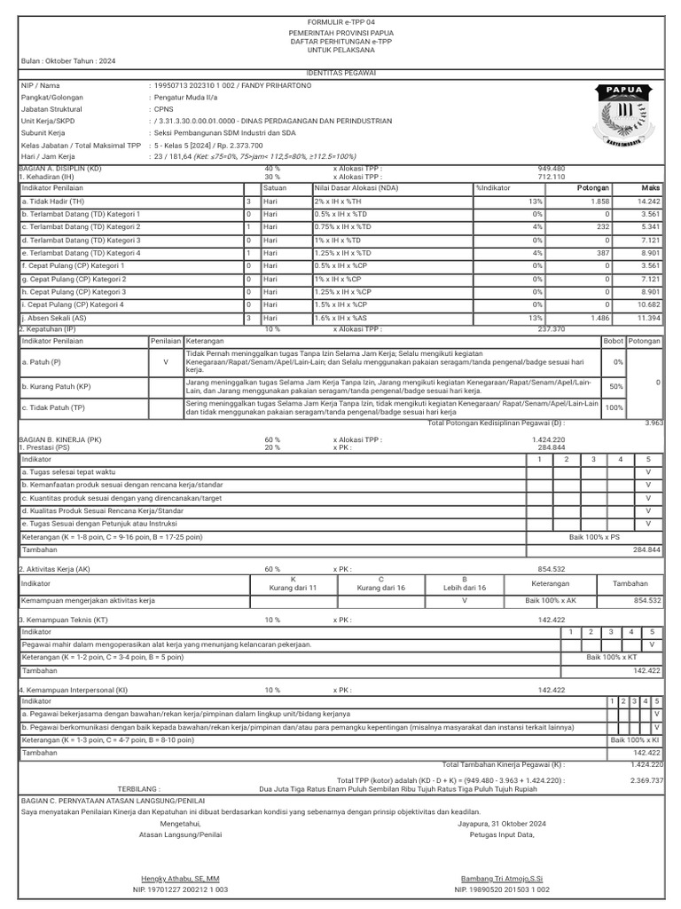 Formulir E-Tpp 04 - Fandy Prihartono | PDF