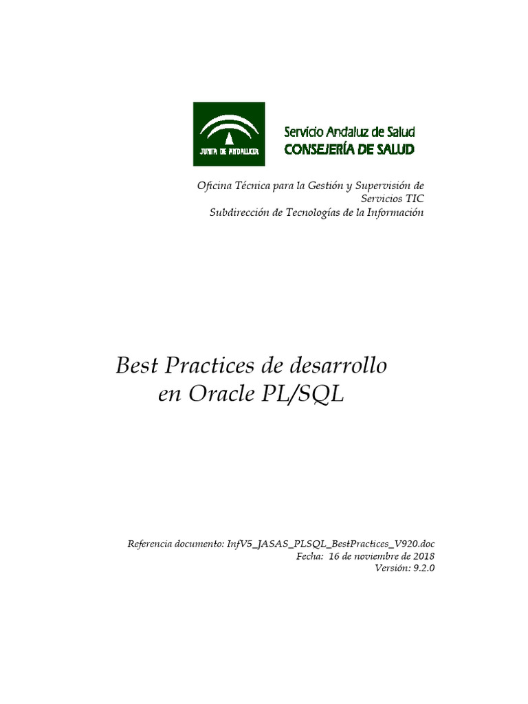 InfV5_JASAS_PLSQL_BestPractices_V920 | PDF | Pl / Sql | SQL