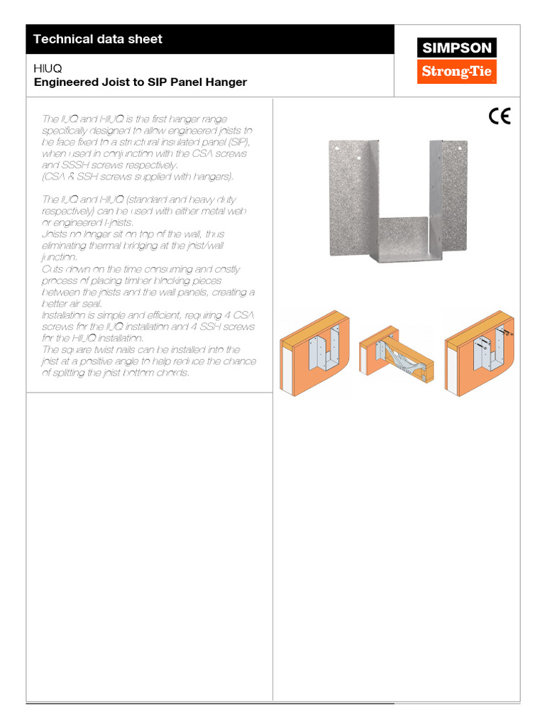 HIUQ Engineered Joist To SIP Panel Hanger | PDF | Civil Engineering ...