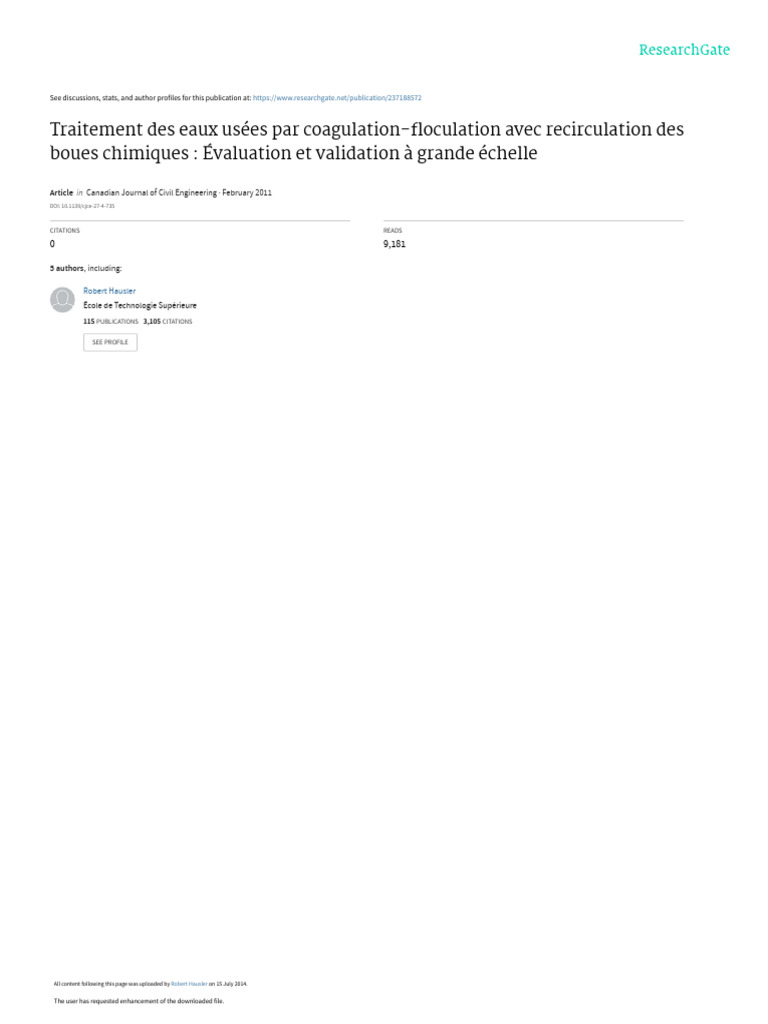 Traitement des eaux usées par floculation | PDF | Épuration des eaux | Eau