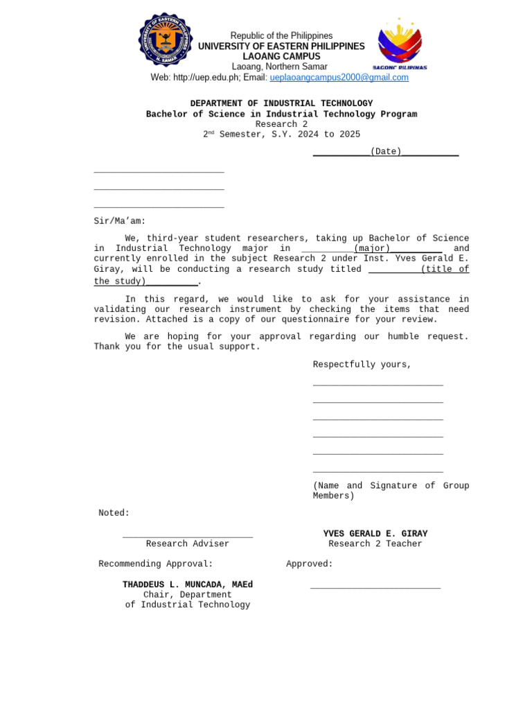 Research Instrument Validation Request | PDF