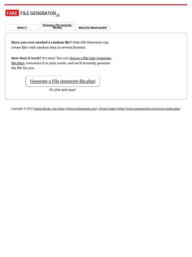 Fake File Generator - The easy way to generate files | PDF