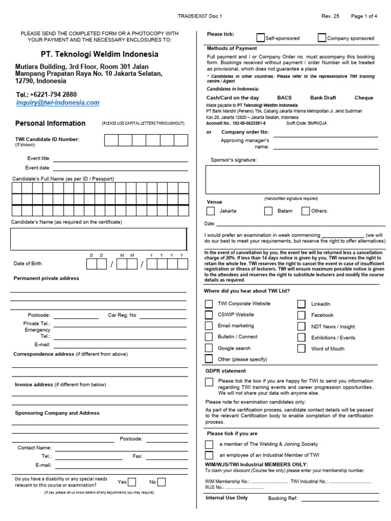 FORM TRAINING RED SERVICES - Ali Anofia | PDF | Payments | Legal Liability
